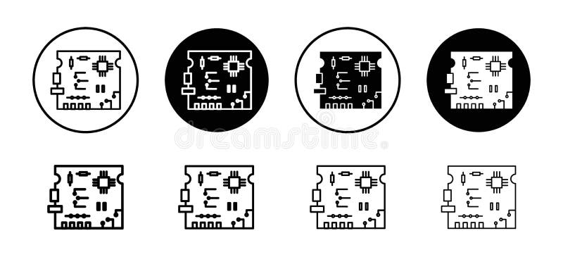 PCB Vector Icon Set Collection. PCB Outline Flat Icon Stock Vector ...