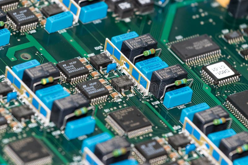 PCB in zoom stock image. Image of resistors, close, circuit - 76964521
