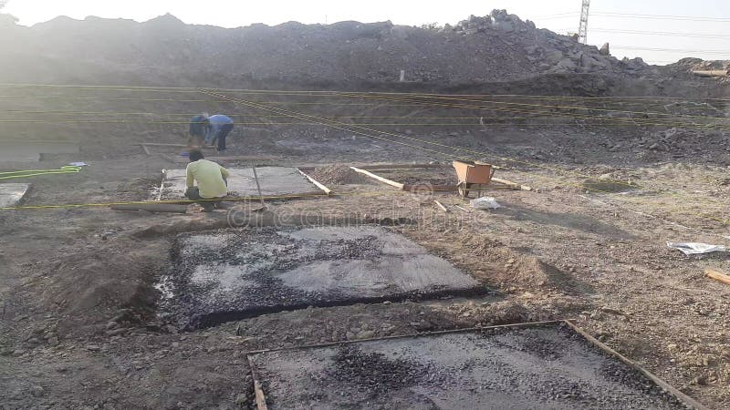 Construction Work in a Pit a Pile Foundation for a Heavy Structure ...