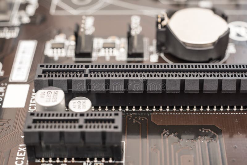 PCI Connector Slot on Motherboard Stock Image - Image of network ...