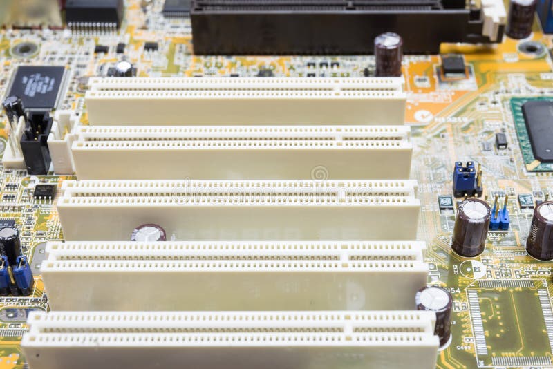 PCI Connector Slot in Motherboard Stock Photo - Image of close, plug ...
