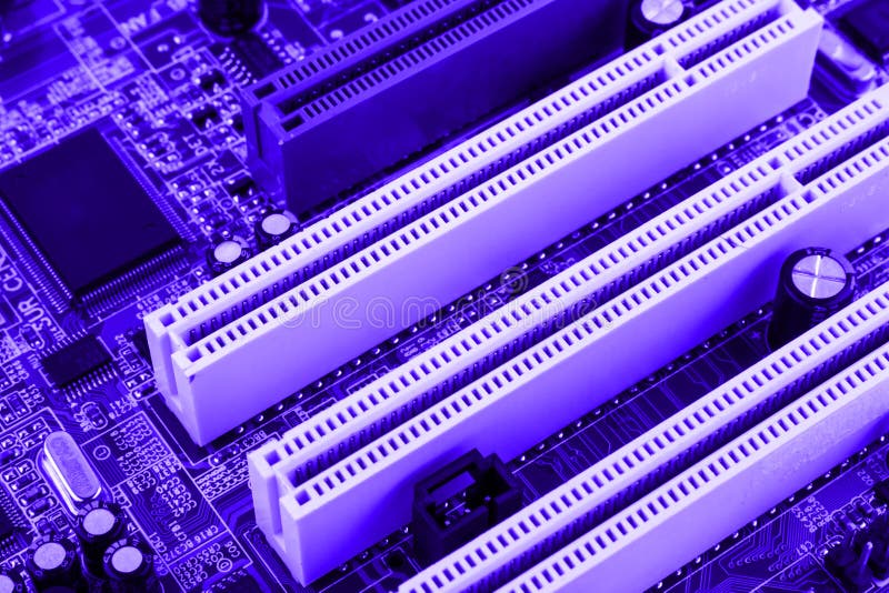 PCI Connector Slot in Motherboard PC Toned Macro Isolate Stock Photo ...