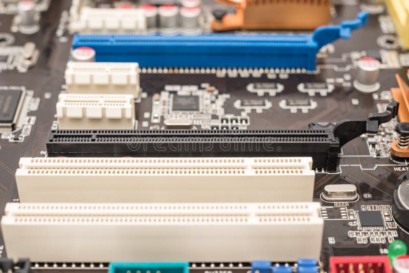 PCI Connector Slots on Motherboard Stock Photo - Image of circuit ...