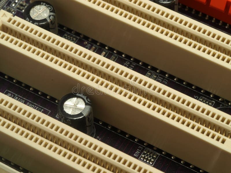 PCI ports on board stock image. Image of computer, connection - 13291003