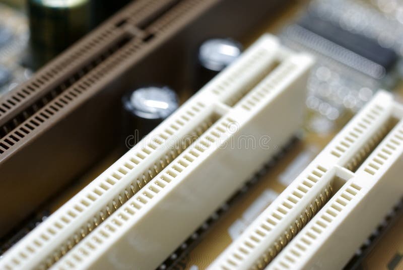 PCI slots close up stock image. Image of descriptive, equipment - 7323075