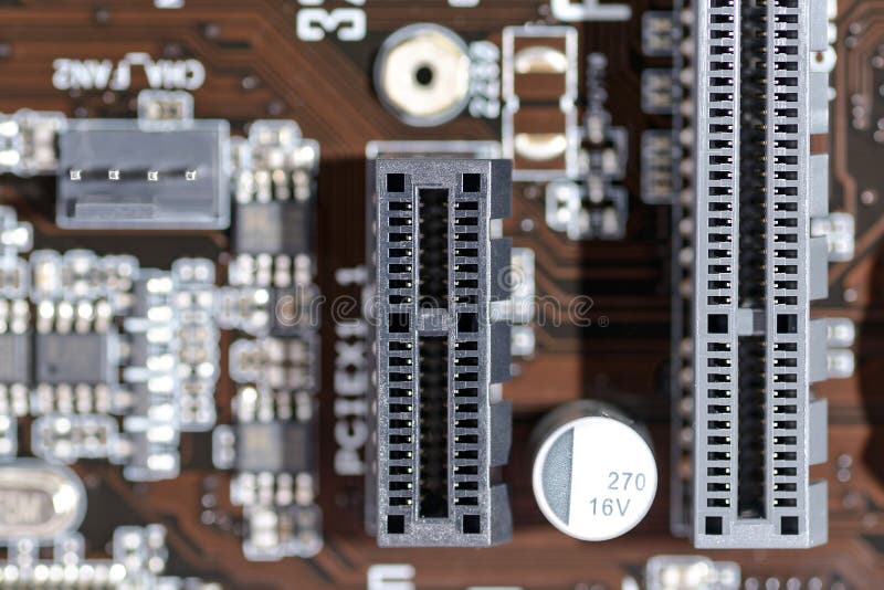 Pcie x1 stock image. Image of close, matherboard, pciex - 85068455