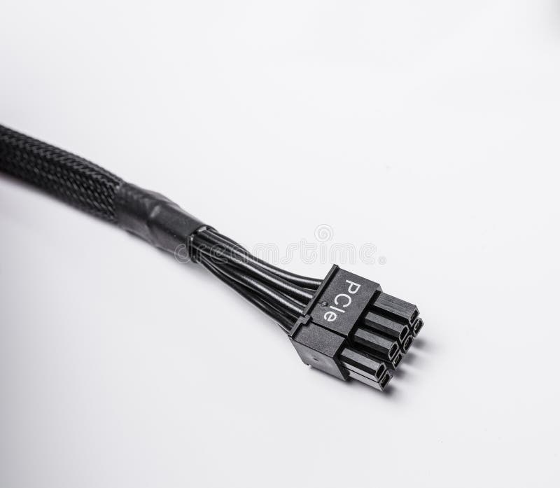 Pcie Power Connector with Black Braided Cable for Gpus.. Stock Image ...