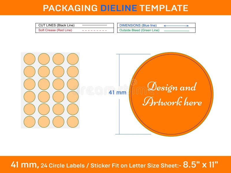 24pcs 41 Mm CIRCLE or ROUND Label Sticker Die Line Template Stock ...