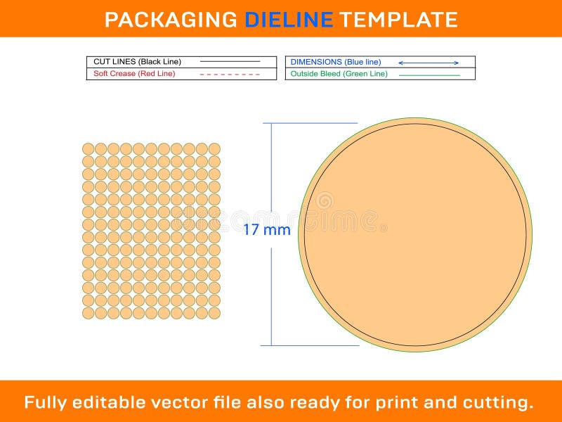 154pcs 17 Mm CIRCLE or ROUND Label Sticker Dieline Template Stock ...