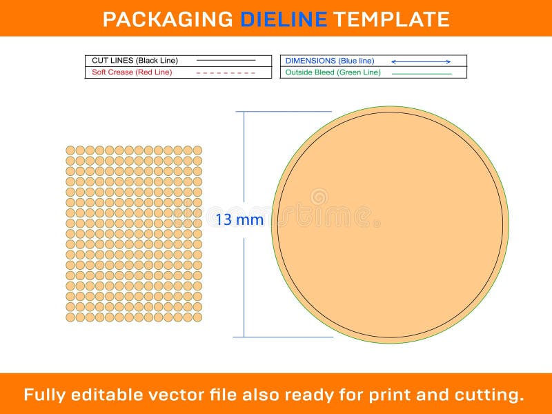238pcs 13 Mm CIRCLE or ROUND Label Sticker Die Line Template Stock ...