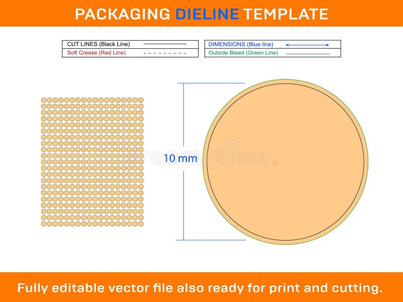 378pcs 10 Mm CIRCLE or ROUND Label Sticker Die Line Template Stock ...