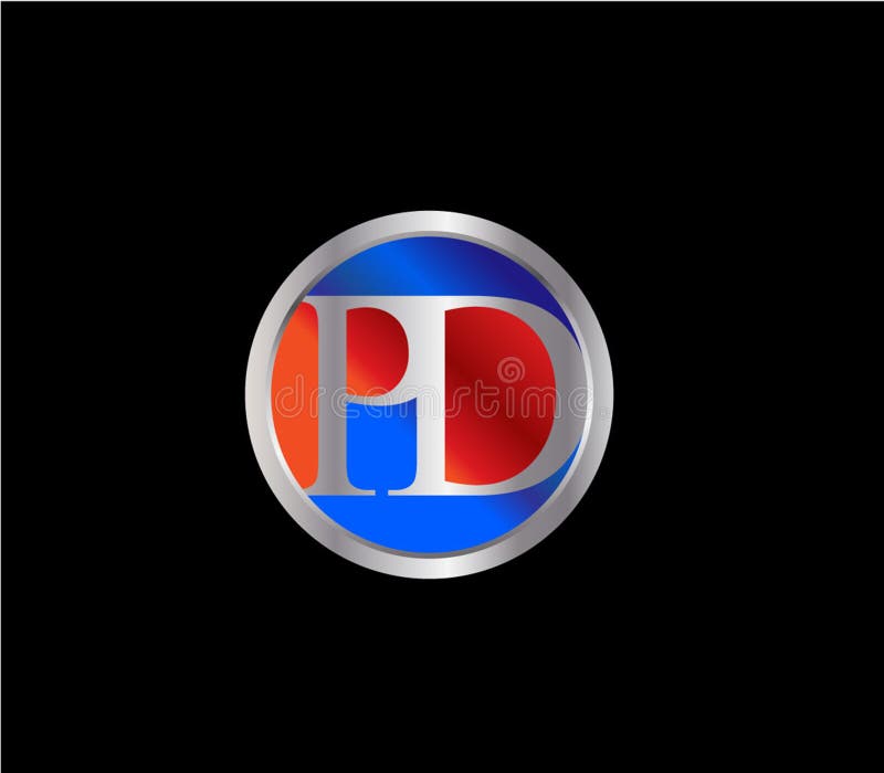 PD Initial Circle Shape Red Blue Silver Color Later Logo Design Stock ...