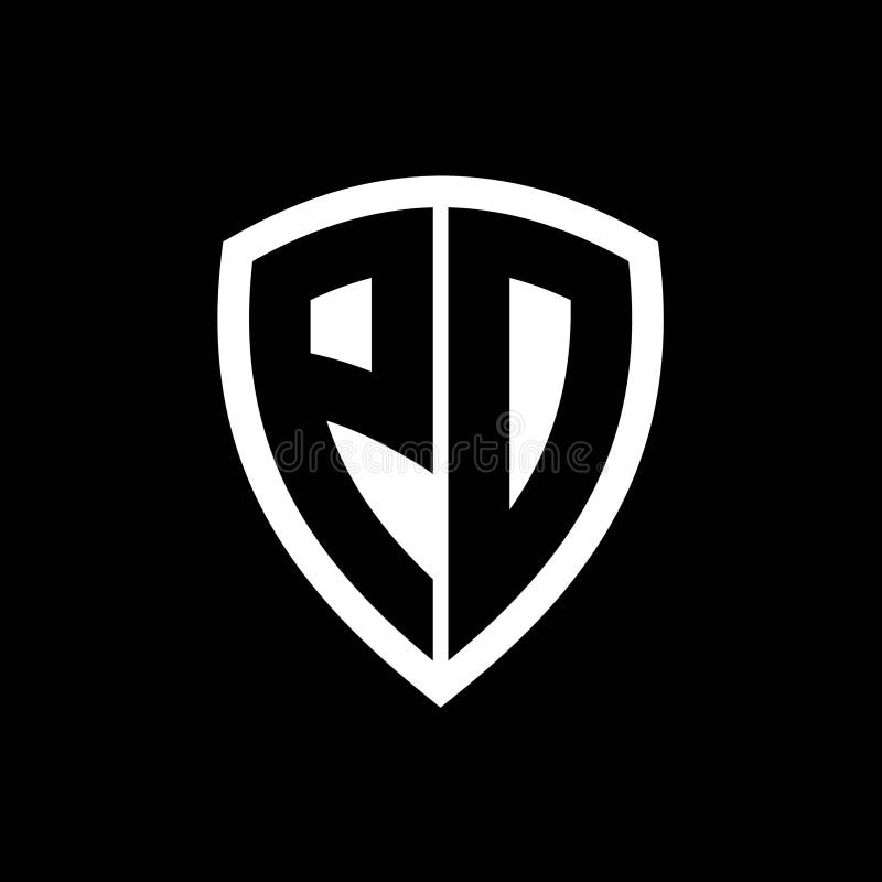 PD Monogram Logo with Bold Letters Shield Shape with Black and White ...