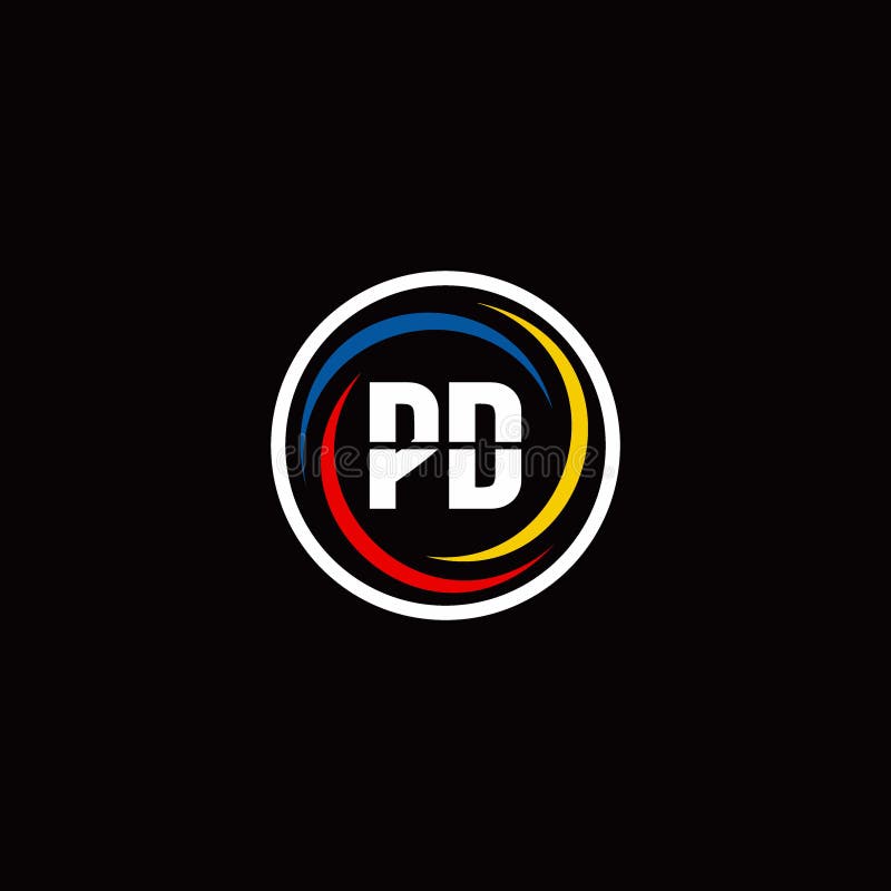 PD Monogram Logo Isolated on Circle Shape with 3 Slash Colors Rounded ...
