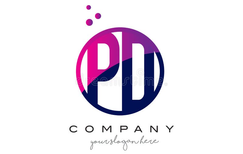 PD P D Circle Letter Logo Design with Purple Dots Bubbles Stock Vector ...