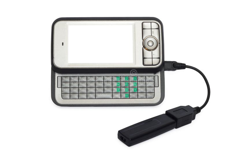 PDA is Connected Via a USB with Flash Drive. Stock Image - Image of ...