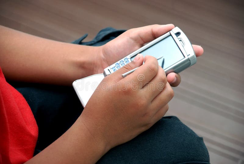 Pda phone stock photo. Image of hand, press, handset, number - 2382784