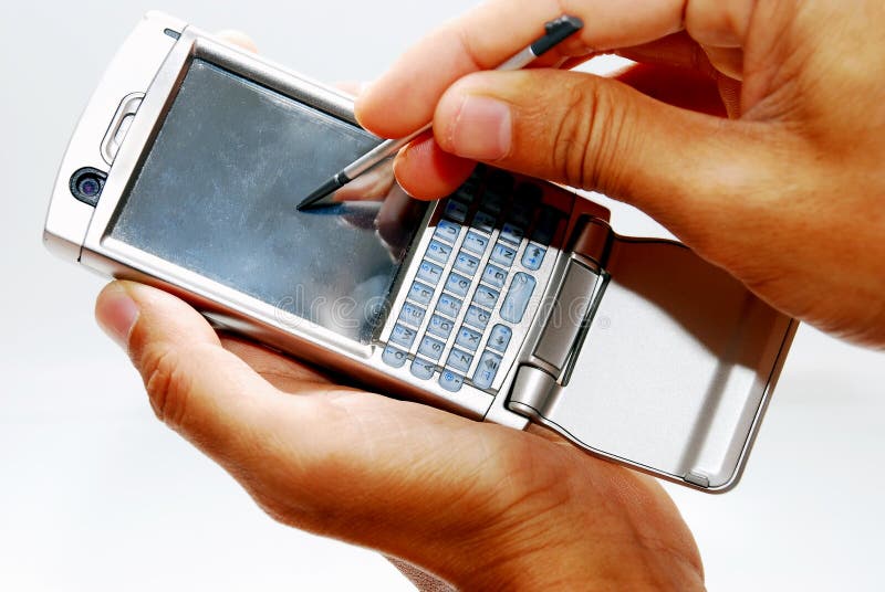 Pda phone stock photo. Image of hand, press, handset, number - 2382784