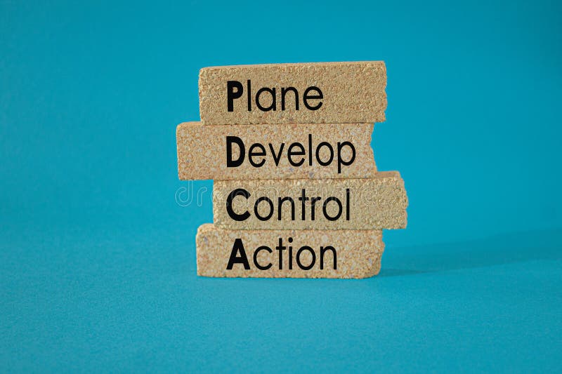 PDCA, Plan Develop Control Action Symbol. Brick Blocks with Words PDCA ...