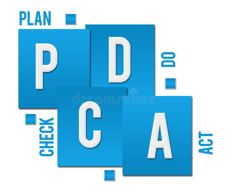 PDCA - Plan Do Check Act Blue Squares Text Stock Illustration ...