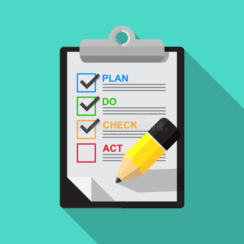 PDCA Plan Do Check Act Checklist. Stock Vector - Illustration of form ...