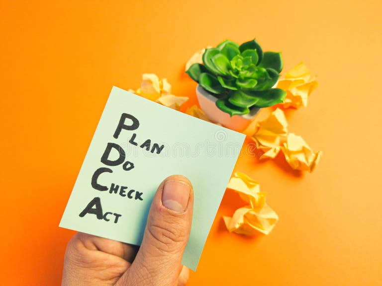 PDCA Plan Do Check Act Handwritten on Sticky Note. Action Planning ...