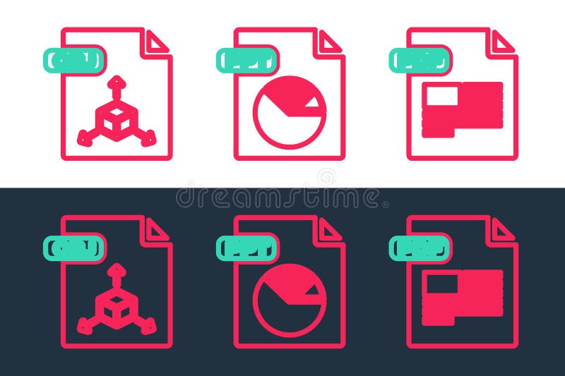 PDF-Datei-Dokument Obj Und Ppt-Symbol. Vektor Vektor Abbildung ...