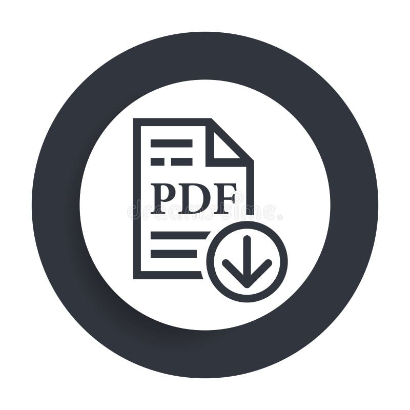 PDF Document Download Icon Flat Vector Round Button Clean Black and ...