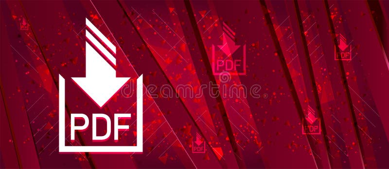 PDF Document Download Icon Abstract Design Bright Red Banner Background ...