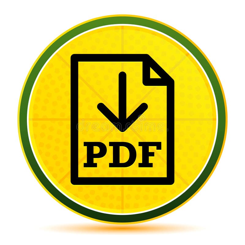 PDF Document Download Icon Lemon Lime Yellow Round Button Illustration ...