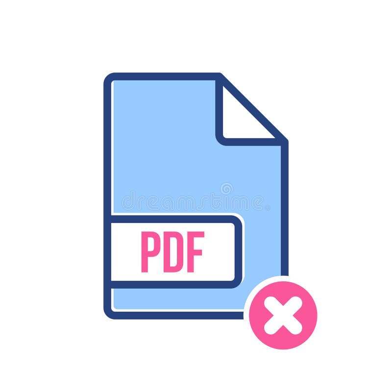 PDF Document Icon, Pdf Extension, File Format Icon with Cancel Sign ...