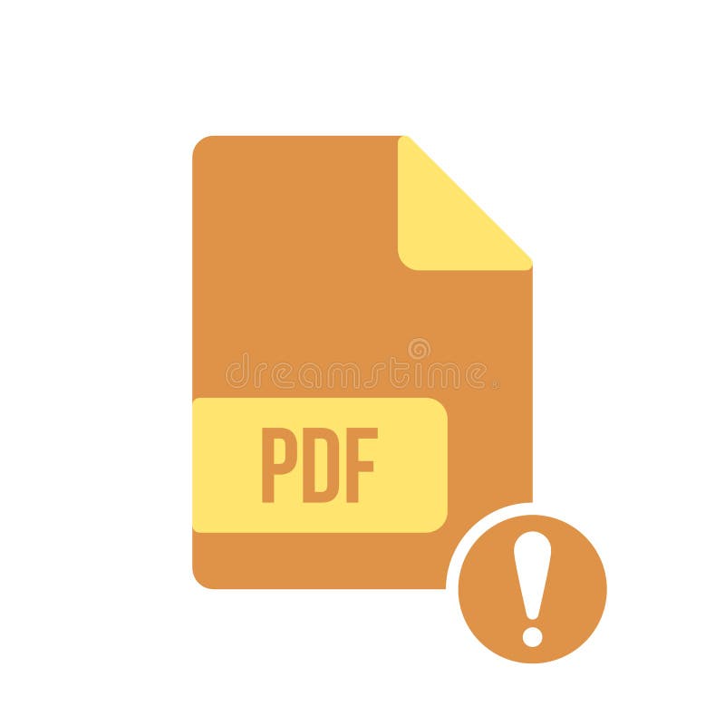 PDF Document Icon, Pdf Extension, File Format Icon with Exclamation ...