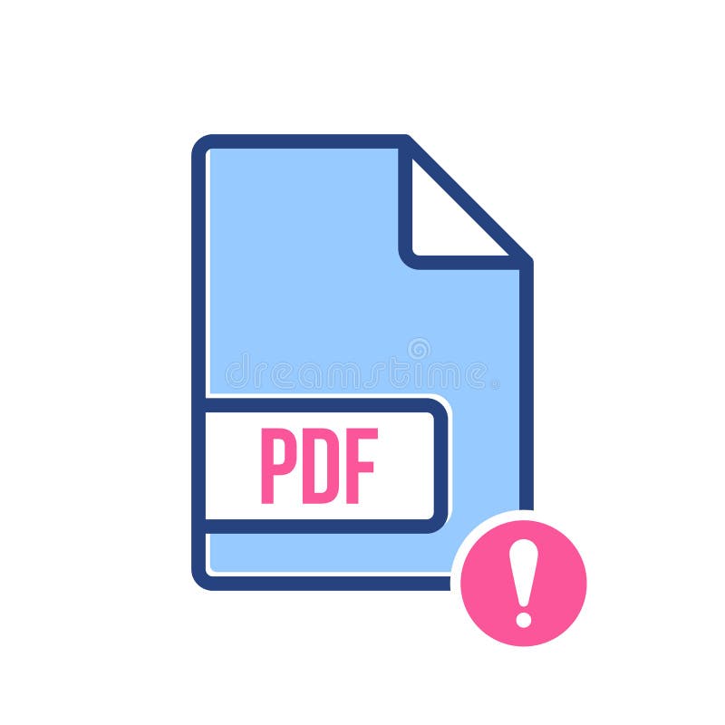 PDF Document Icon, Pdf Extension, File Format Icon with Exclamation ...