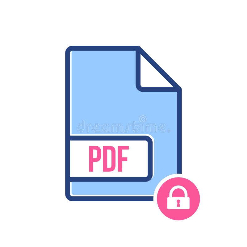 PDF Document Icon, Pdf Extension, File Format Icon with Padlock Sign ...