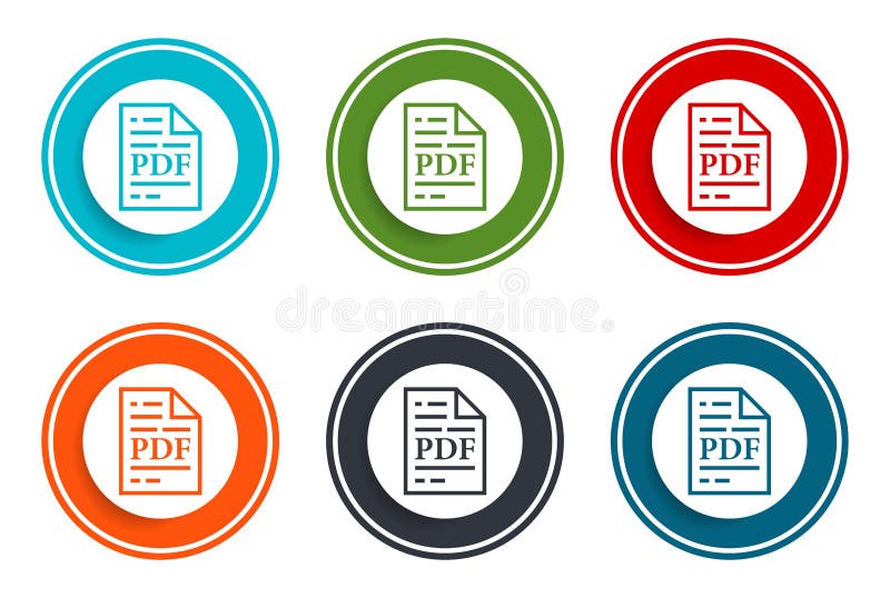 PDF Document Page Icon Flat Vector Illustration Design Round Buttons ...