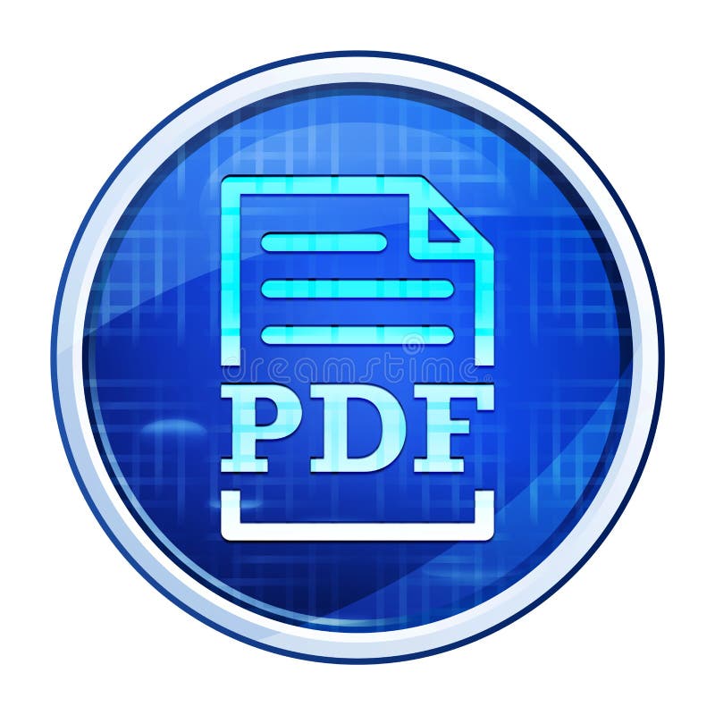 PDF Document Page Icon Futuristic Blue Round Button Vector Illustration ...