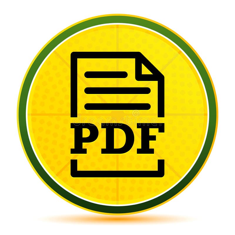 PDF Document Page Icon Lemon Lime Yellow Round Button Illustration ...