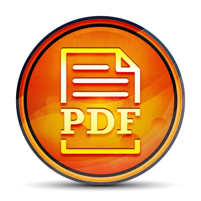 PDF Document Page Icon Shiny Bright Orange Round Button Illustration ...