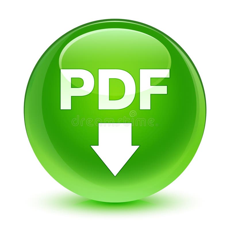 PDF Download Icon Glassy Green Round Button Stock Illustration ...