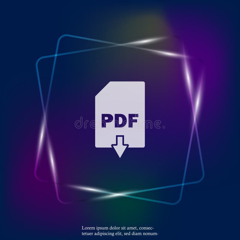 PDF Download Neon Light Icon. PDF Button. Layers Grouped for Easy ...