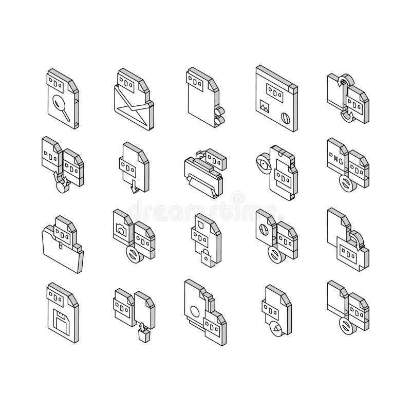 Pdf Electronic File Collection Isometric Icons Set Vector Stock Vector - Illustration of ...