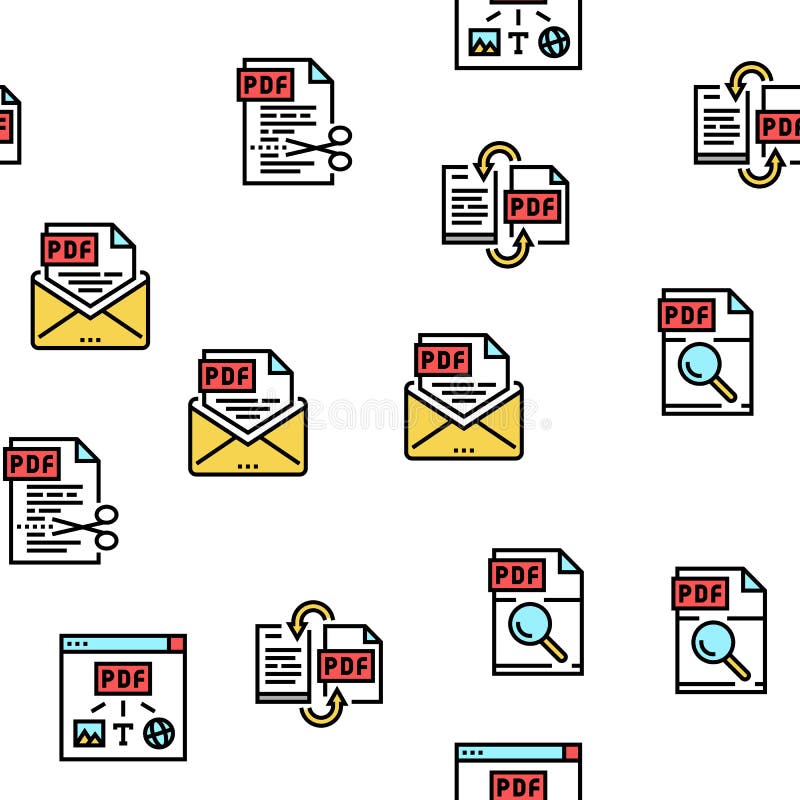 Pdf Electronic File Vector Seamless Pattern Stock Vector - Illustration ...