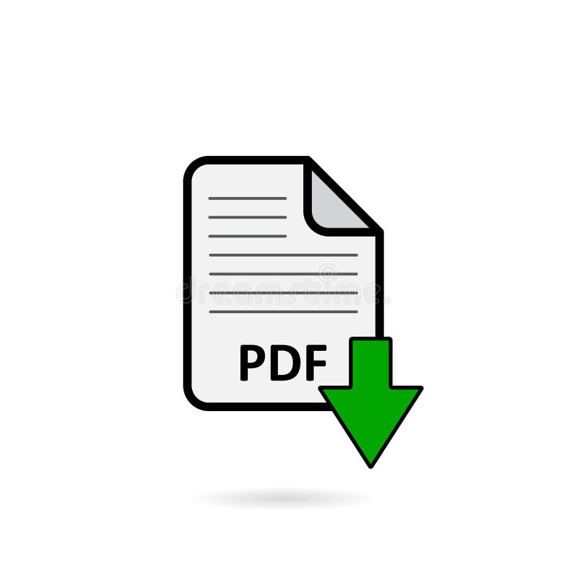 PDF File with Green Arrow Download Button on White Background Stock ...