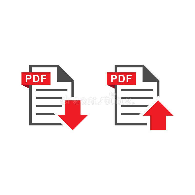 PDF File Icon Vector Design Template with Upload Download Arrow. Stock ...
