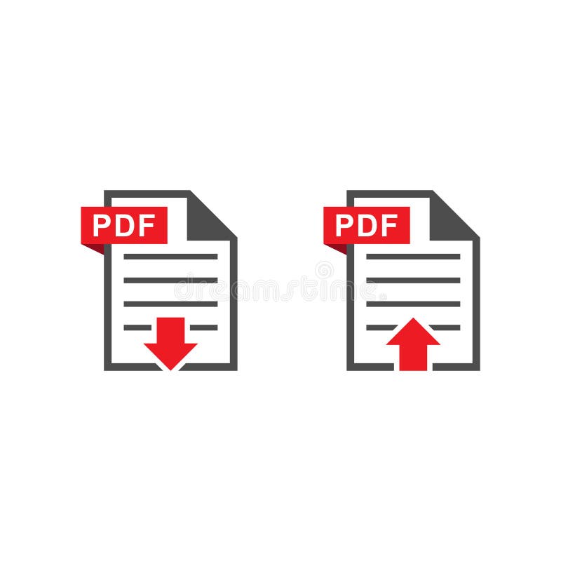 PDF File Icon Vector Design Template with Upload Download Arrow Stock ...