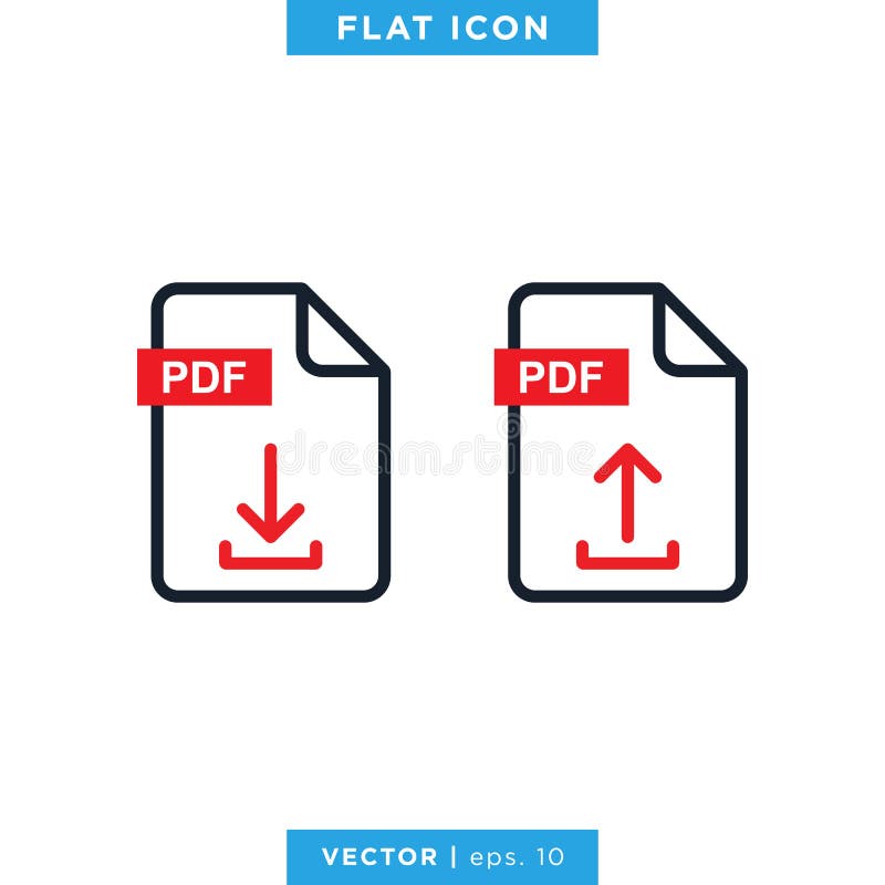 PDF File Icon Vector Design Template with Upload Download Arrow. Stock ...