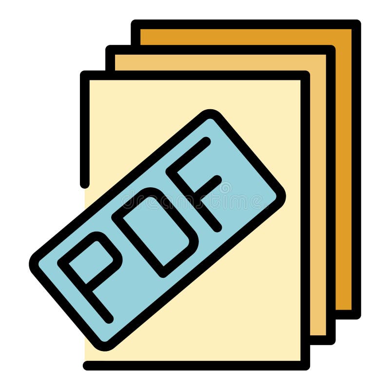 Pdf File Report Icon Color Outline Vector Stock Vector - Illustration ...