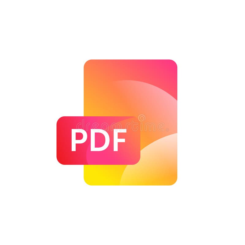 PDF Format Icon. Vector. Gradient Flat Style. Bright, Fashionable ...