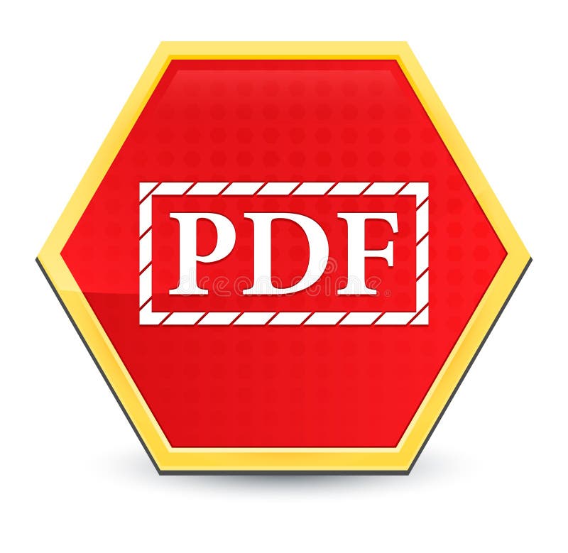 PDF Icon Abstract Red Hexagon Button Bright Yellow Frame Elegant Design ...