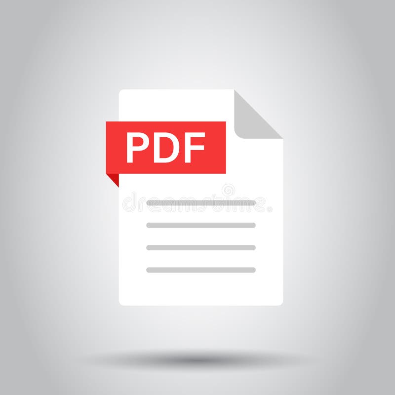 Pdf Icon in Flat Style. Document Text Vector Illustration on Isolated ...
